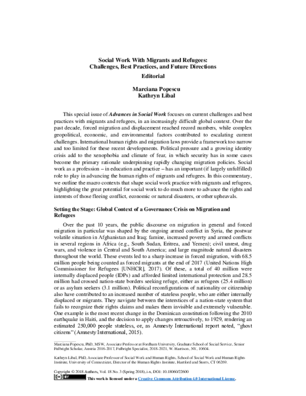 (PDF) Social Work With Migrants and Refugees