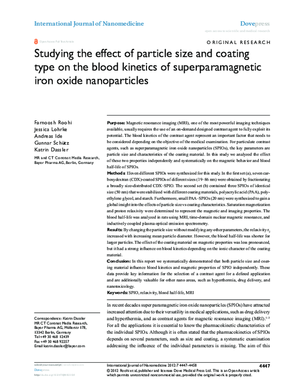 (PDF) Studying the effect of particle size and coating type on the ...