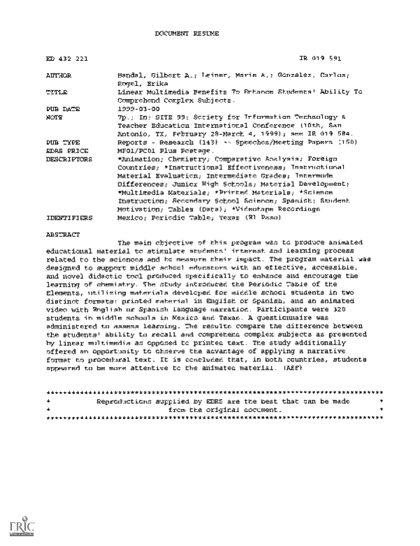 (PDF) Linear Multimedia Benefits to Enhance Students' Ability to ...