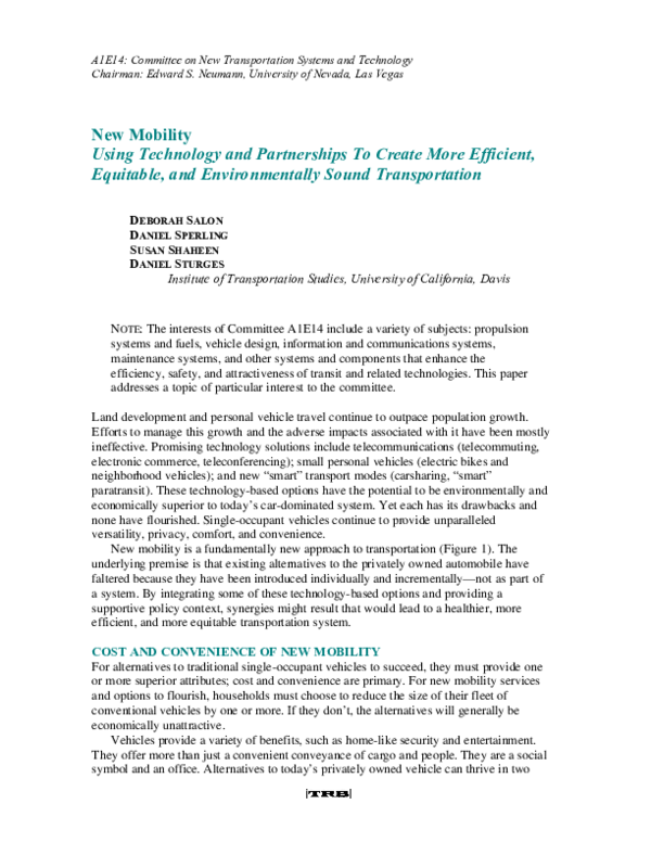 (PDF) New Mobility Using Technology and Partnerships To Create More ...