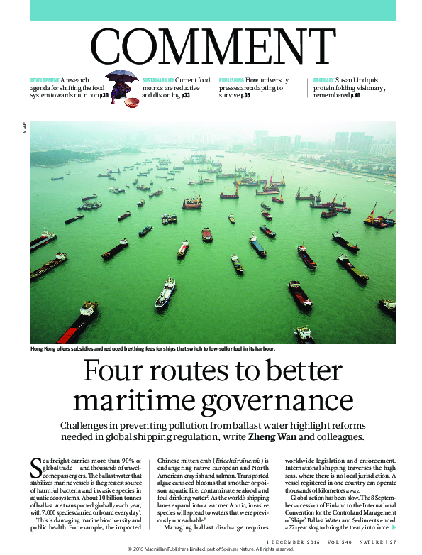 (PDF) Four routes to better maritime governance