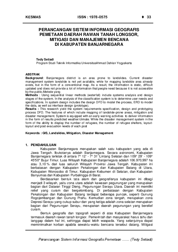 (PDF) Perancangan Sistem Informasi Geografis Pemetaan