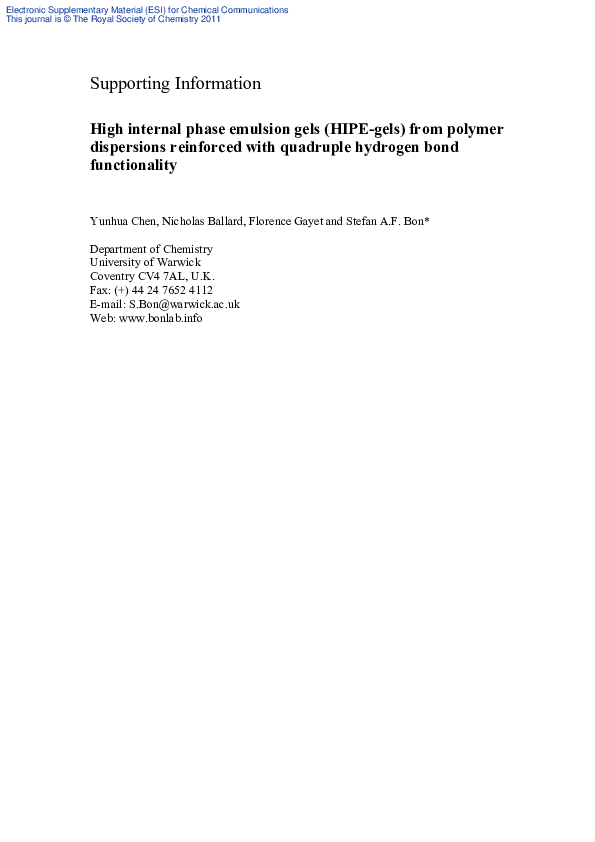 (PDF) High internal phase emulsion gels (HIPE-gels) from polymer ...