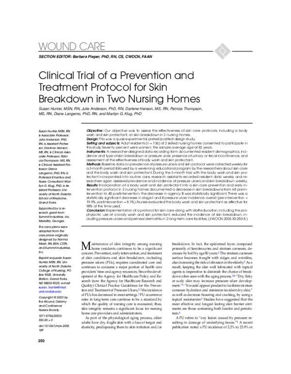 (PDF) Clinical Trial of a Prevention and Treatment Protocol for Skin ...