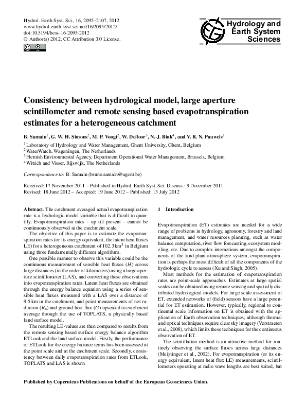 (PDF) Consistency between hydrological model, large aperture ...