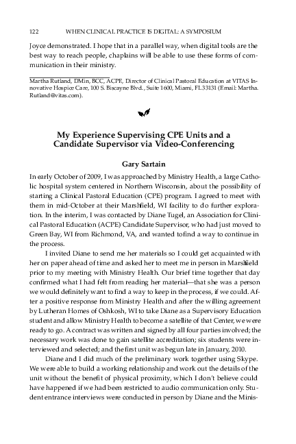 (PDF) My Experience Supervising CPE Units and a Candidate Supervisor ...