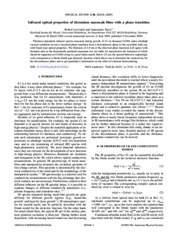 (PDF) Infrared optical properties of chromium nanoscale films with a ...