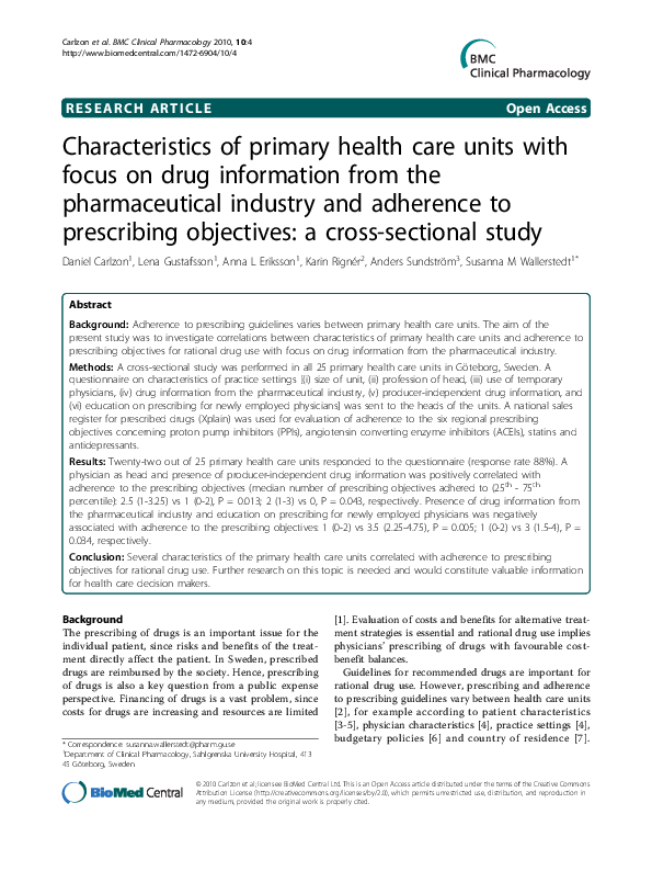 (PDF) Characteristics of primary health care units with focus on drug ...