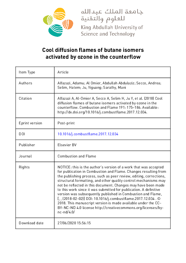 (PDF) Cool diffusion flames of butane isomers activated by ozone in the ...