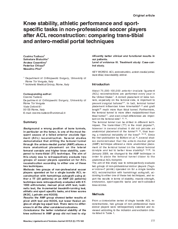 (PDF) Knee stability, athletic performance and sport-specific tasks in ...
