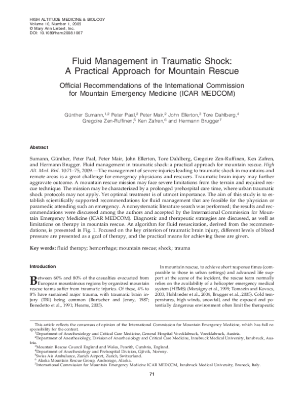 (PDF) Fluid Management in Traumatic Shock: A Practical Approach for ...
