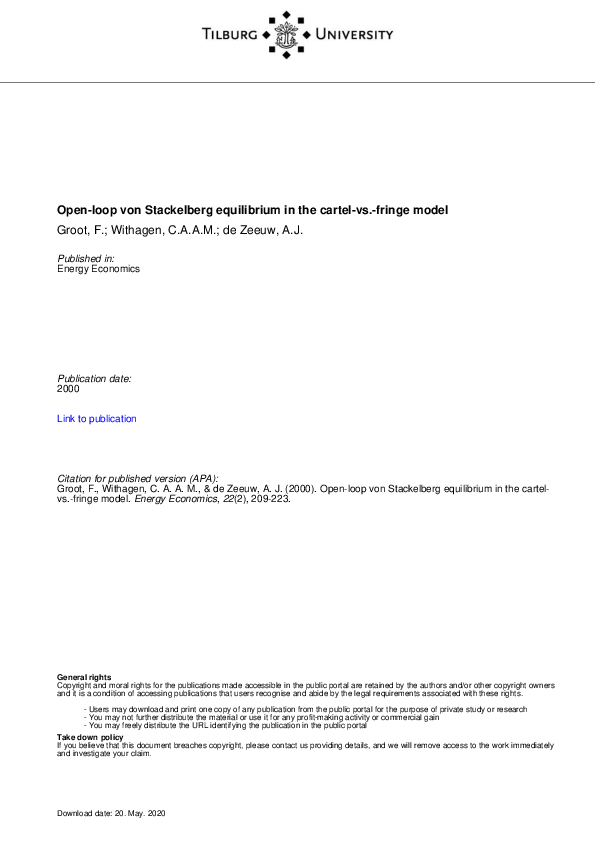 (PDF) Open-loop von Stackelberg equilibrium in the cartel-vs.-fringe model