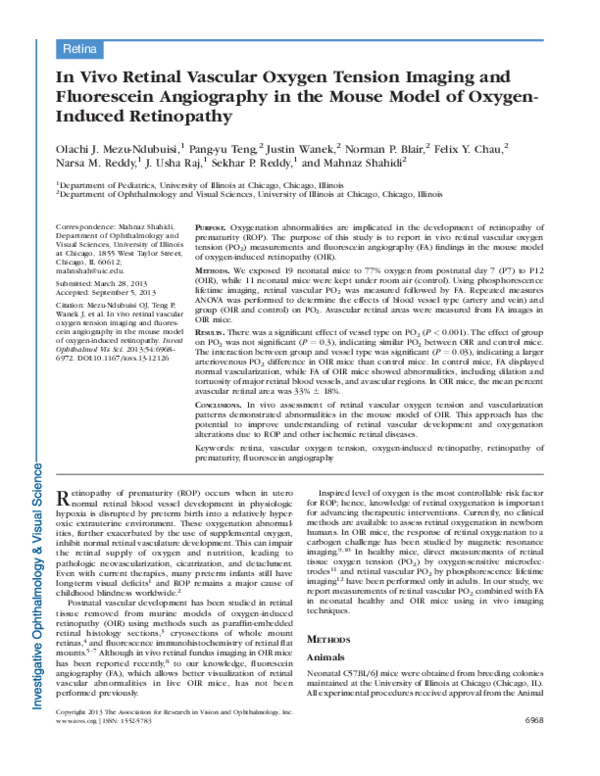 (PDF) In Vivo Retinal Vascular Oxygen Tension Imaging and Fluorescein ...