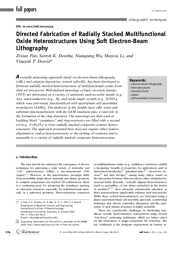 (PDF) Directed Fabrication of Radially Stacked Multifunctional Oxide ...