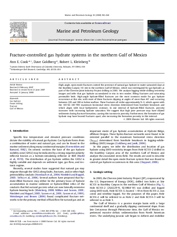 (PDF) Fracture-controlled gas hydrate systems in the northern Gulf of ...