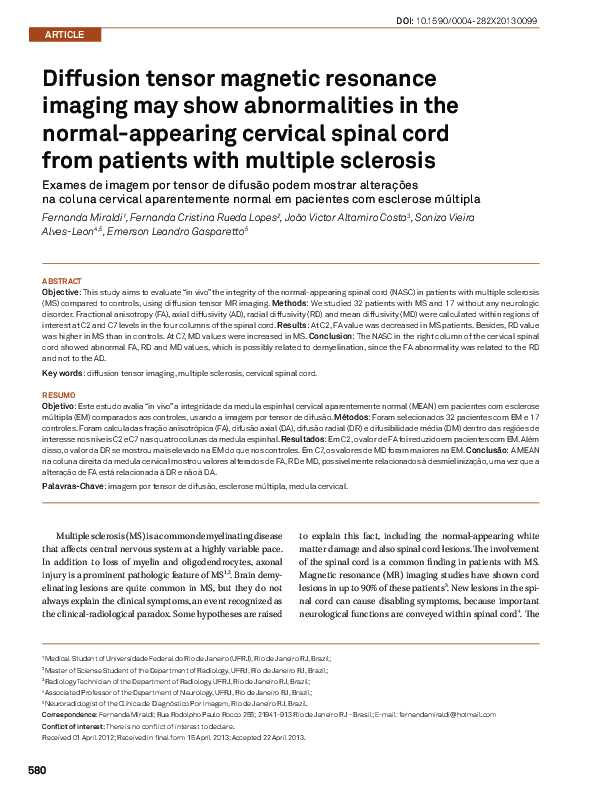 (PDF) Diffusion Tensor Magnetic Resonance Imaging Mapping the Fiber Architecture Remodeling in ...