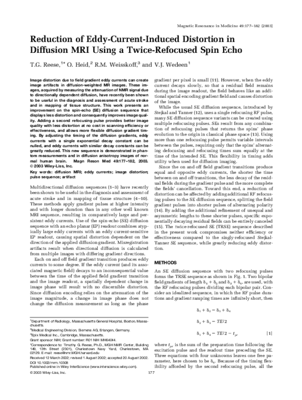 (PDF) Reduction of eddy-current-induced distortion in diffusion MRI ...