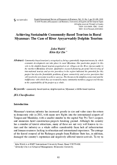 (PDF) Achieving Sustainable Community-Based Tourism in Rural Myanmar ...