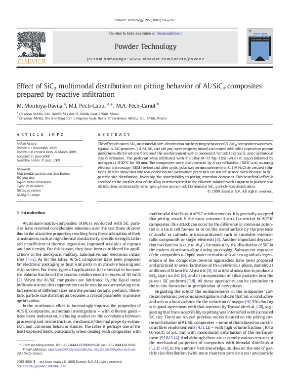 (PDF) Effect of SiCp multimodal distribution on pitting behavior of Al ...