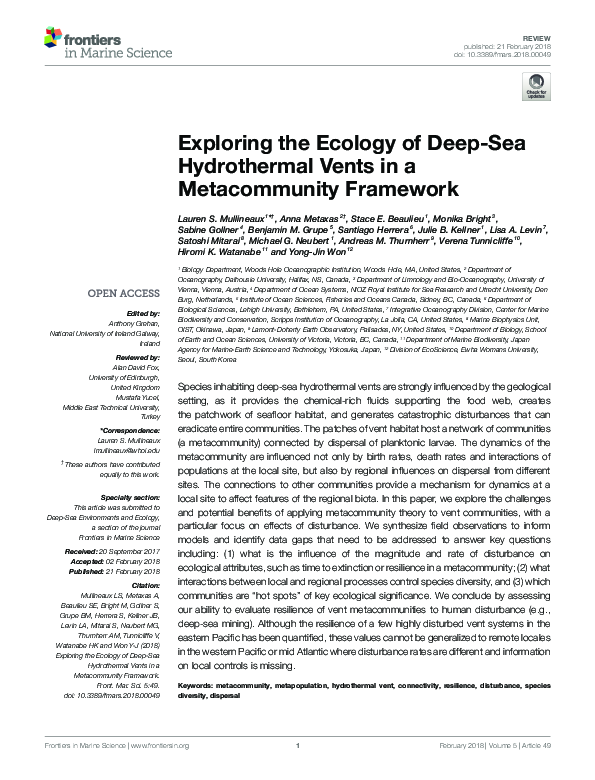 (PDF) Exploring the Ecology of Deep-Sea Hydrothermal Vents in a ...
