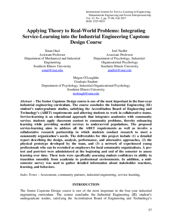 (PDF) Applying Theory to Real-World Problems: Integrating Service ...