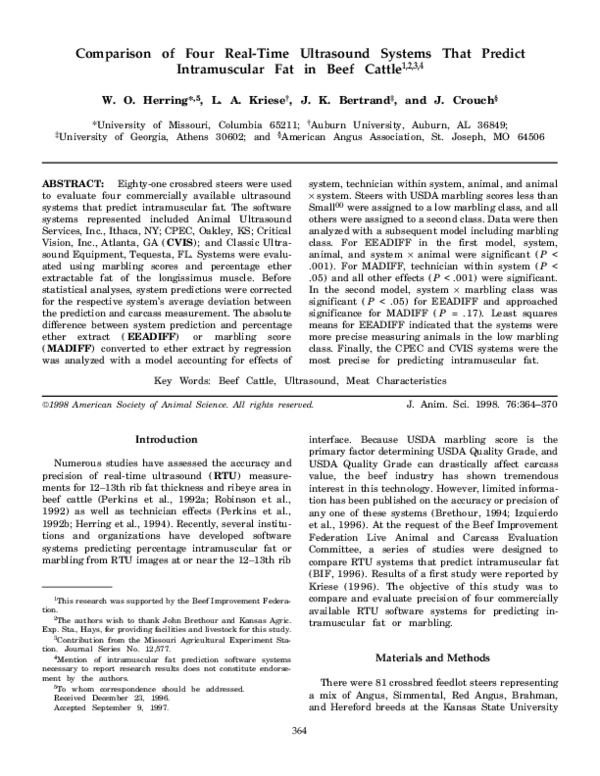 (PDF) Comparison of four real-time ultrasound systems that predict ...