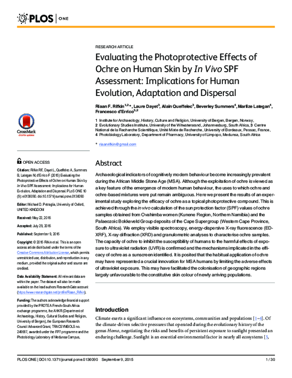(PDF) Evaluating the Photoprotective Effects of Ochre on Human Skin by ...