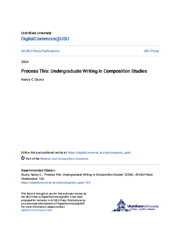 (PDF) Process this: Undergraduate writing in composition studies