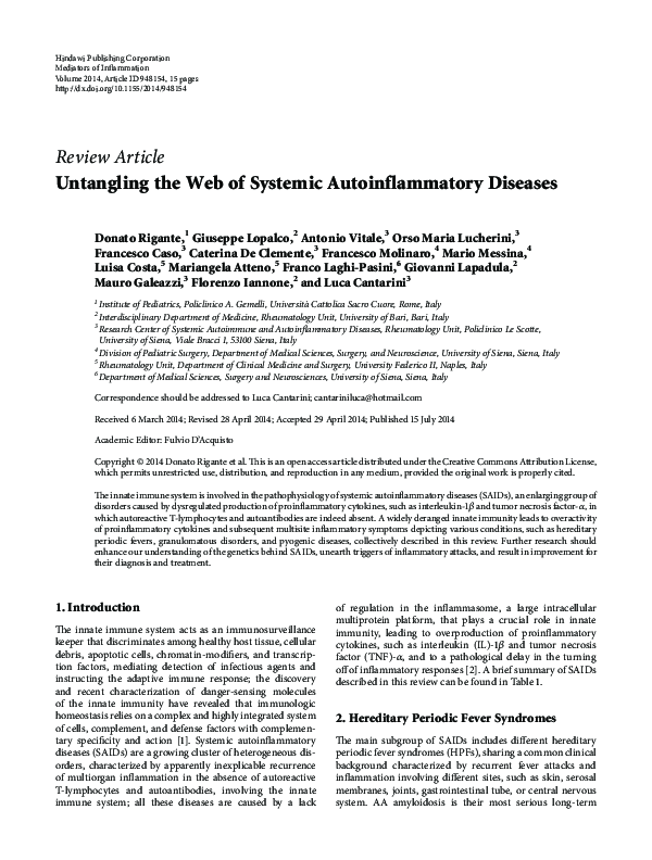 (PDF) Understanding Systemic Autoinflammatory Diseases