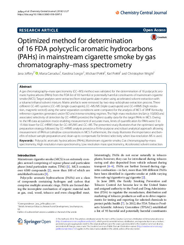 (PDF) Optimized method for determination of 16 FDA polycyclic aromatic hydrocarbons (PAHs) in ...