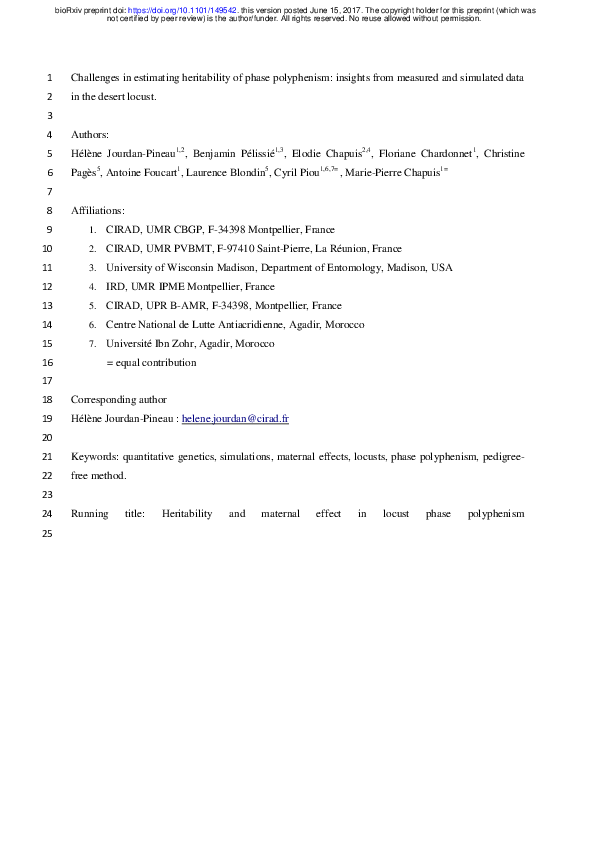 (PDF) Challenges in estimating heritability of phase polyphenism ...