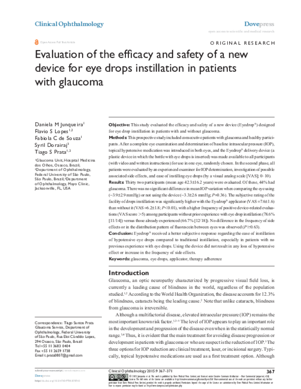 (PDF) Evaluation of the efficacy and safety of a new device for eye ...
