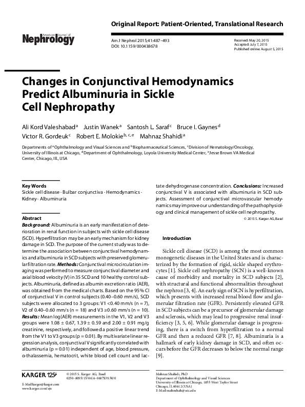 (PDF) Changes in Conjunctival Hemodynamics Predict Albuminuria in ...