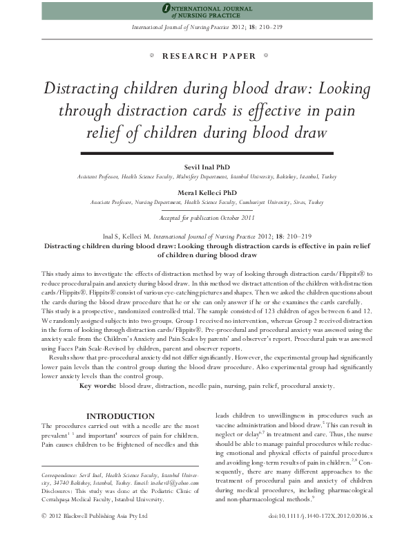 (PDF) Distracting children during blood draw: Looking through ...