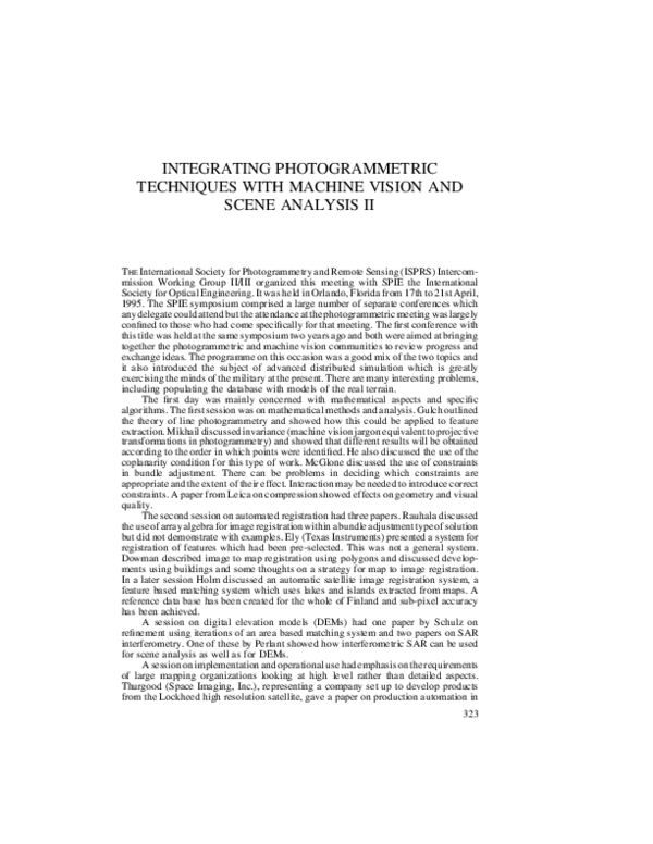 (PDF) Integrating Photogrammetric Techniques with Scene Analysis and ...