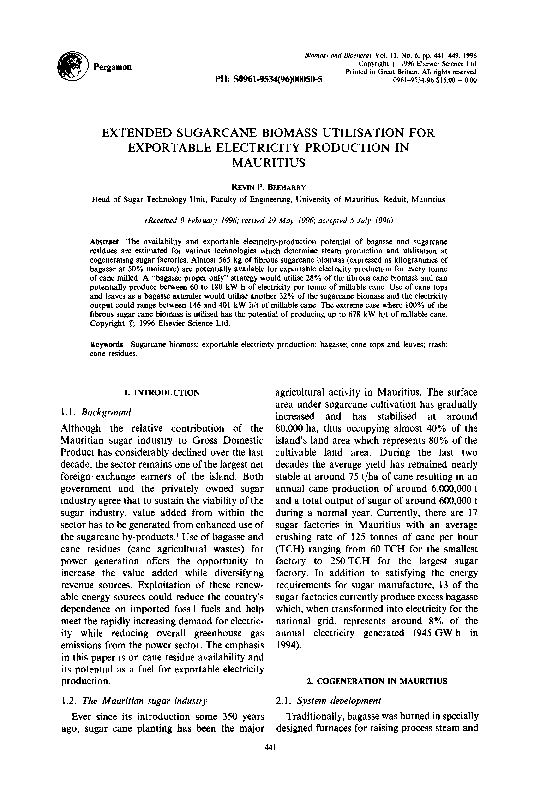 (PDF) Extended sugarcane biomass utilisation for exportable electricity ...