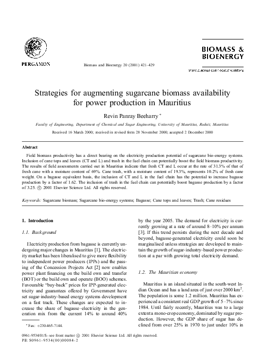 (PDF) Strategies for augmenting sugarcane biomass availability for ...