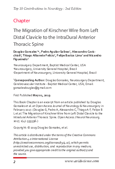 (PDF) The Migration of Kirschner Wire from Left Distal Clavicle to the ...