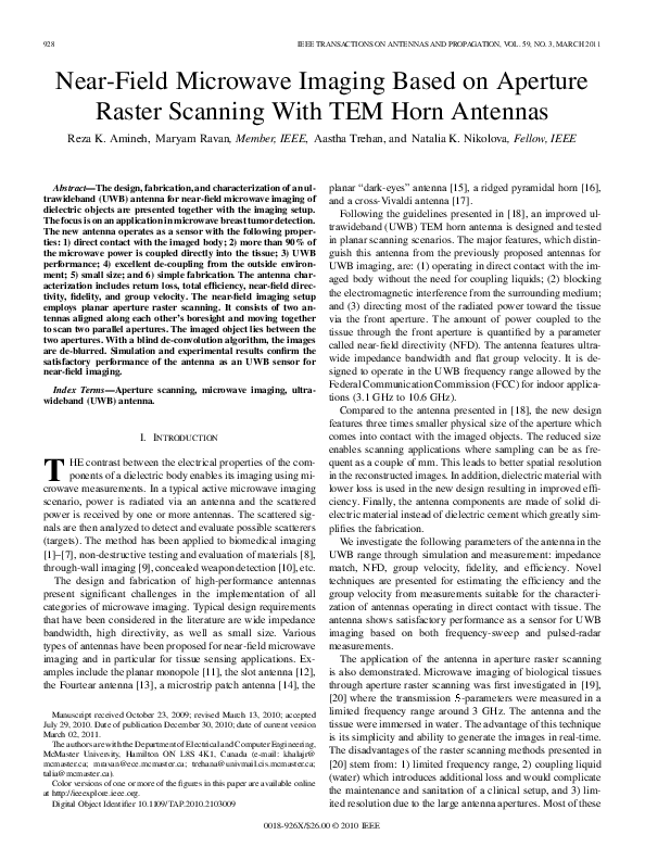 (PDF) Near-Field Microwave Imaging Based on Aperture Raster Scanning ...