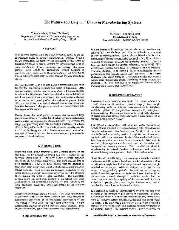 (PDF) The nature and origin of chaos in manufacturing systems