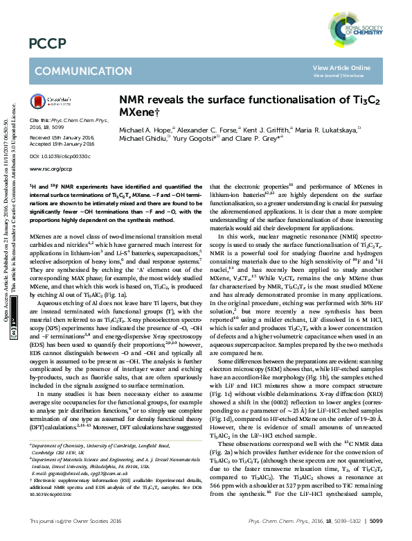 (PDF) NMR Reveals the Surface Functionalisation of Ti 3 C 2 MXene