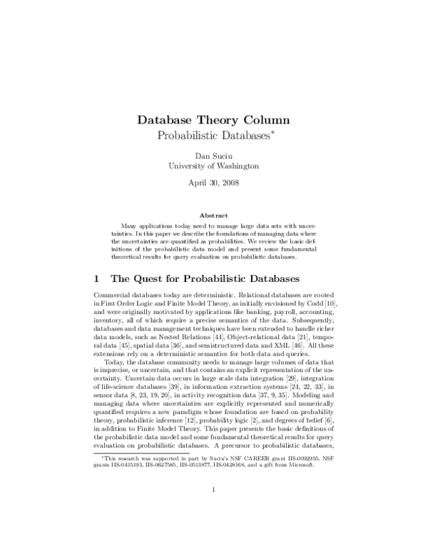 (PDF) Database theory column (PDF) Database theory column