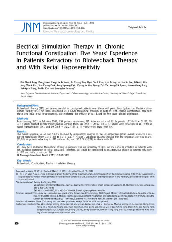 (PDF) Electrical stimulation therapy in chronic functional constipation ...