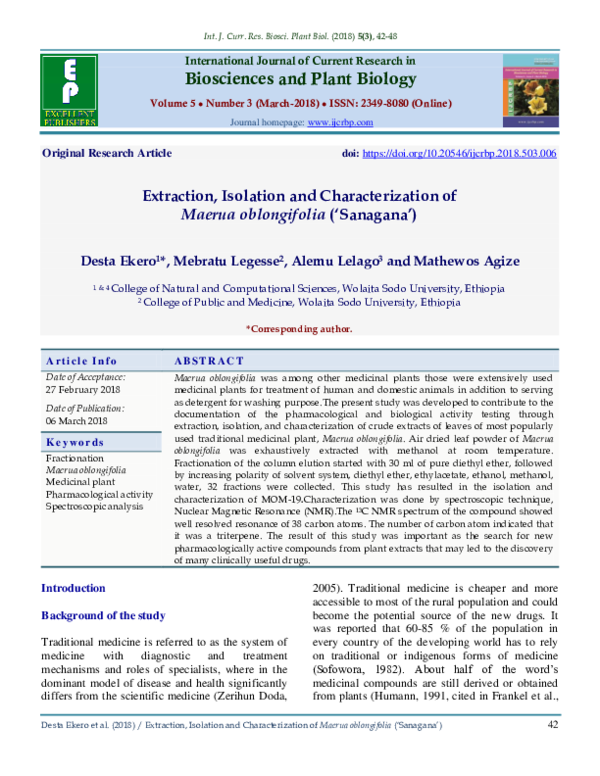 Pdf Extraction Isolation And Characterization Of Bioactive Compounds
