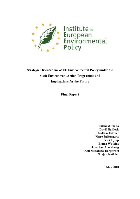(PDF) Strategic Orientations of EU Environmental Policy under the Sixth ...