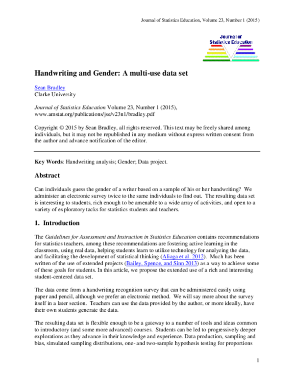 (PDF) Handwriting and Gender: A Multi-Use Data Set