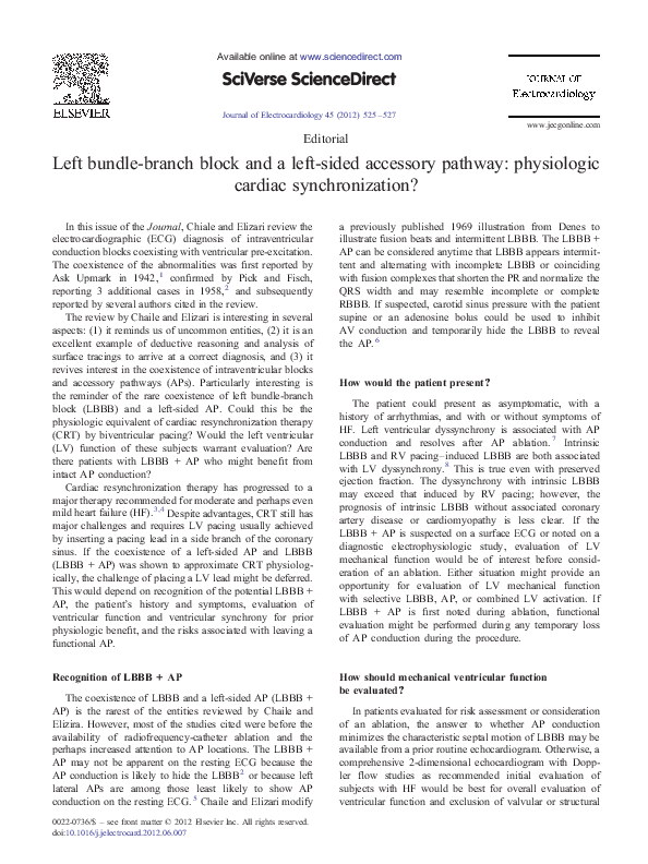 (PDF) Left bundle-branch block and a left-sided accessory pathway ...