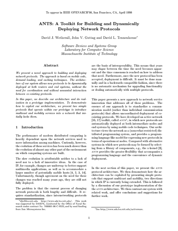 (PDF) ANTS: a toolkit for building and dynamically deploying network protocols