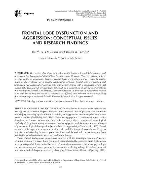 (PDF) Frontal lobe dysfunction and aggression