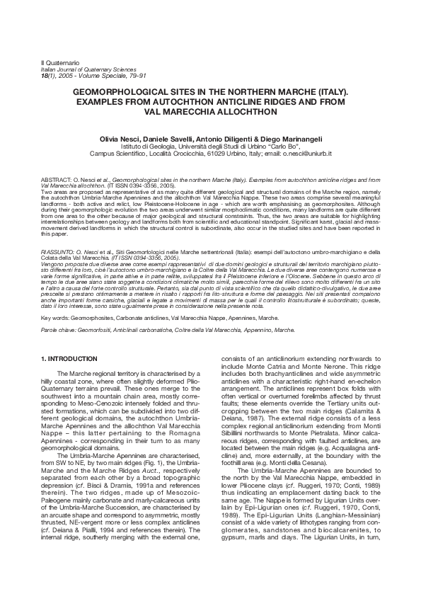 (PDF) Geomorphological sites in the northern Marche (Italy). examples ...